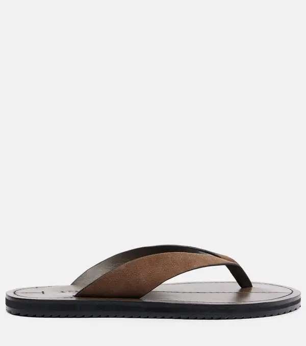 A.emery Flora Suede Thong Sandals - Brown