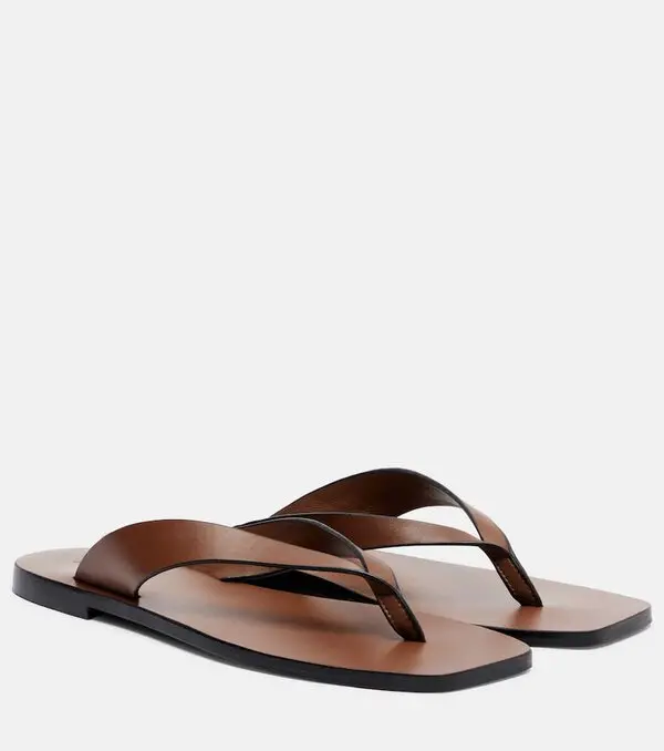 A.emery Kinto Leather Thong Sandals - Brown