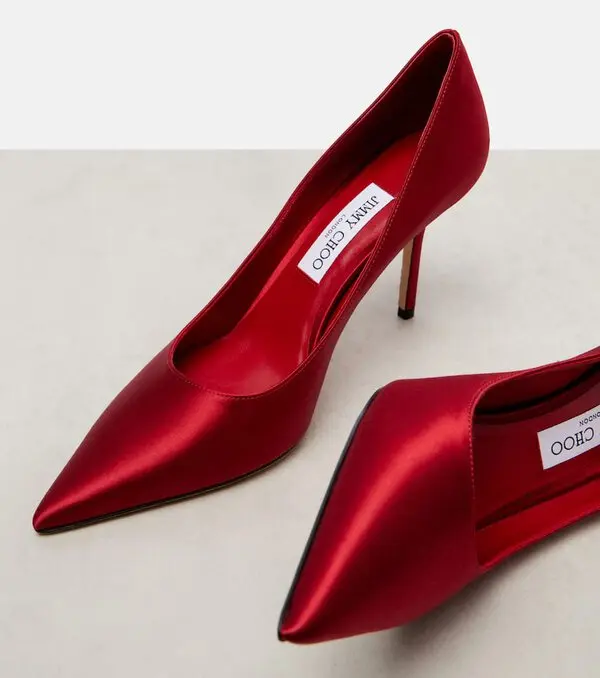 JIMMY CHOO Love 85 Satin Pumps - Red