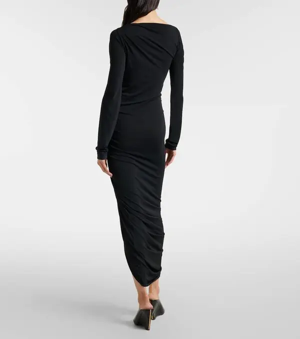 FERRAGAMO Ruched Jersey Midi Dress