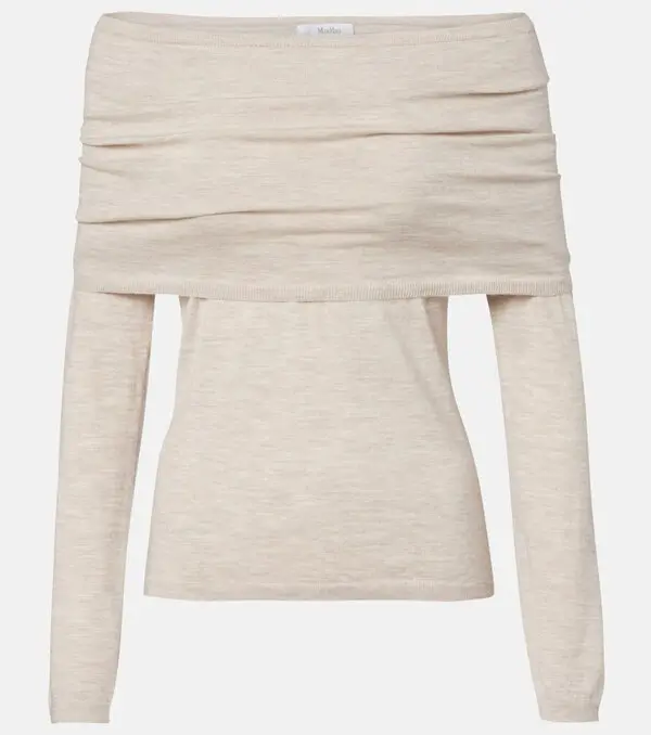 Max Mara Off-shoulder Cashmere Sweater - Beige