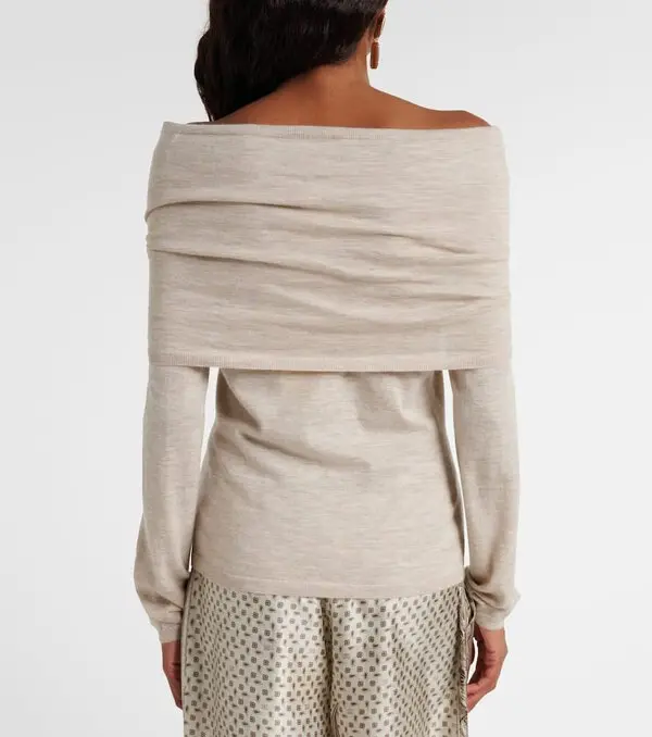 Max Mara Cashmere Off-shoulder Sweater - Beige