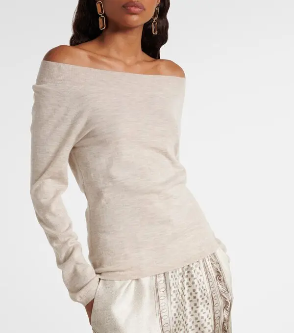 Max Mara Cashmere Off-shoulder Sweater - Beige