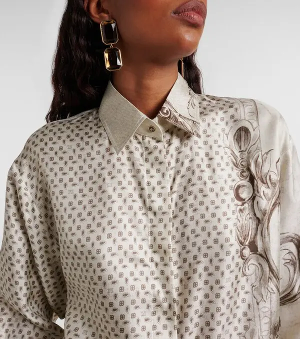 Max Mara Grado Printed Silk Satin Shirt