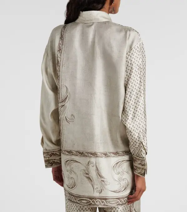 Max Mara Grado Printed Silk Satin Shirt