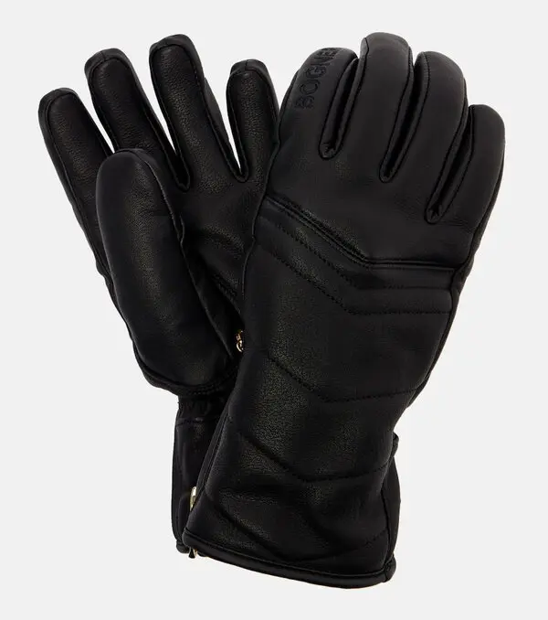 Bogner Dana Quilted Leather Ski Gloves - Black