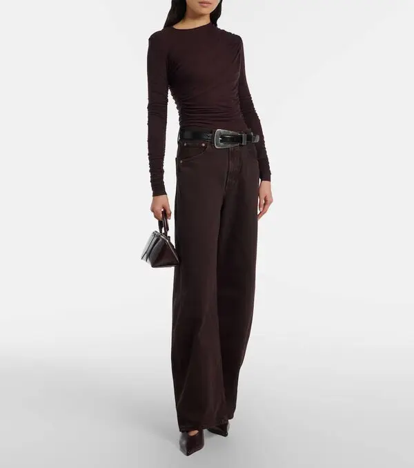 AGOLDE Tania Twist Ruched Top - Brown
