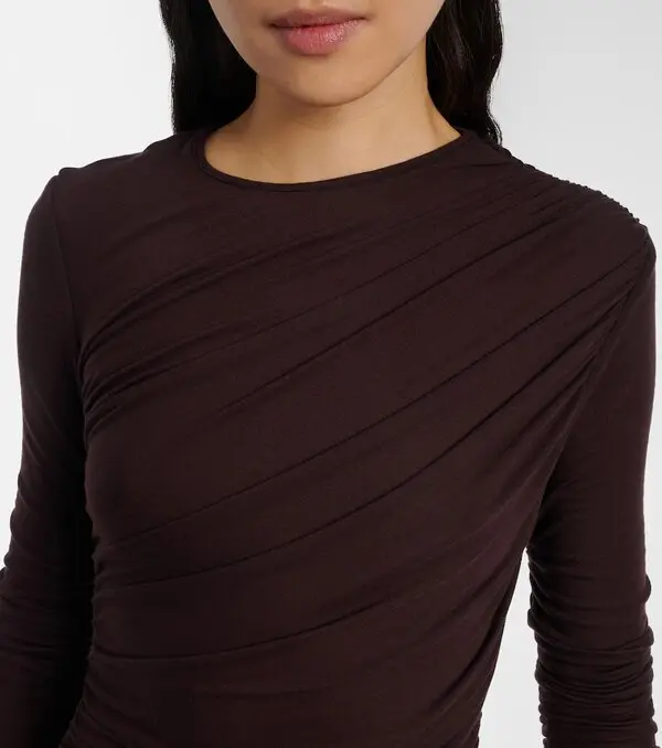 AGOLDE Tania Twist Ruched Top - Brown