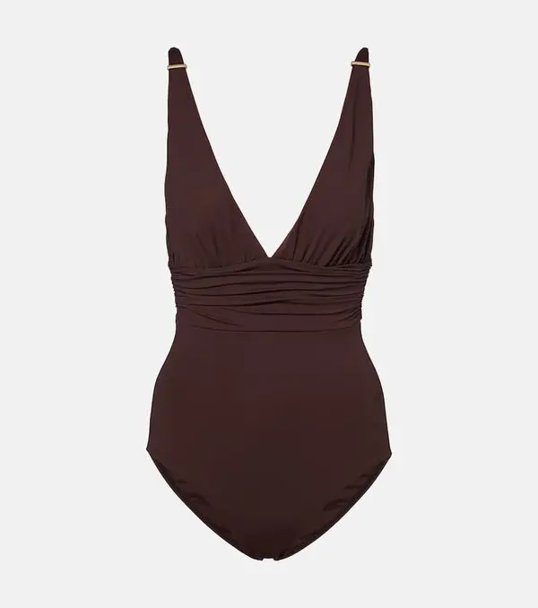 Melissa Odabash Panarea Ruched Swimsuit - Brown