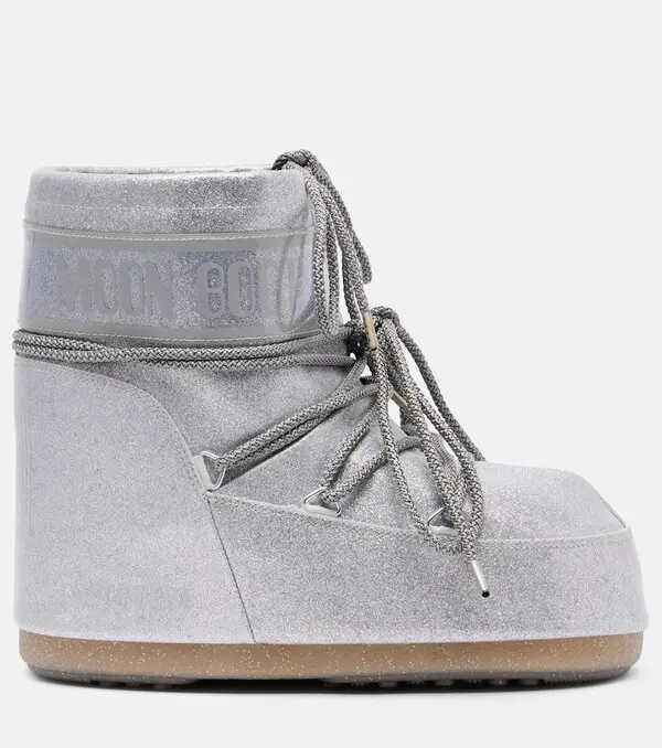 Moon Boot Icon Low Glitter Snow Boots - Silver