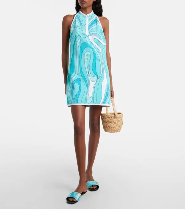 Emilio Pucci Iride Halterneck Cotton Terry Minidress