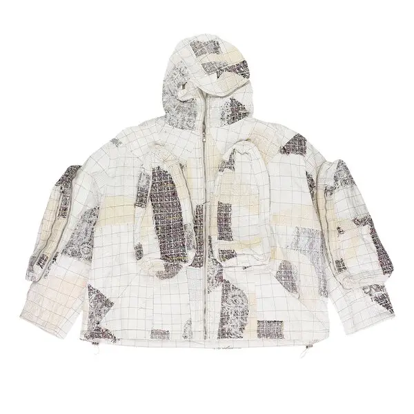 WHO DECIDES WAR BY EV BRAVADO Tweed Patchwork Window Hoodie