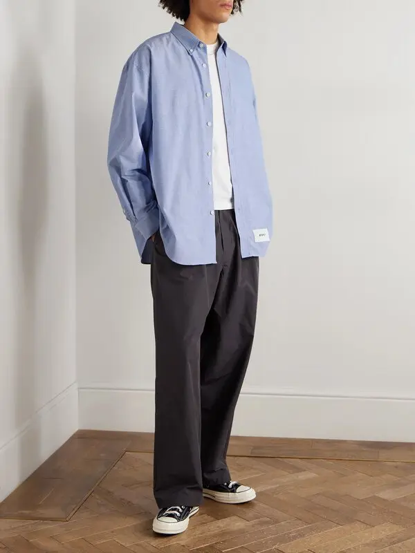 WTAPS Button Down-collar Logo-appliquéd Coolmax® Shirt