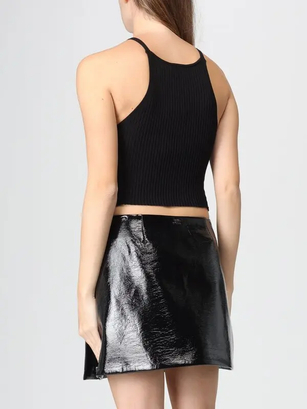 COURREGES Ribbed Knit Halter Top - Black