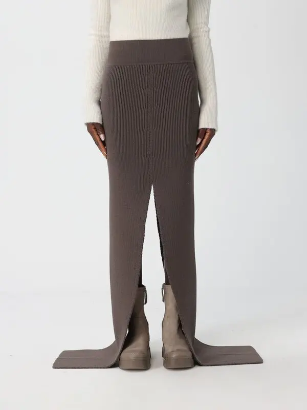Rick Owens Ribbed Maxi Skirt With Slit