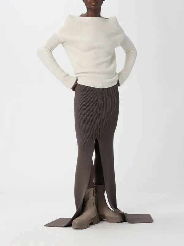 Rick Owens Ribbed Maxi Skirt With Slit