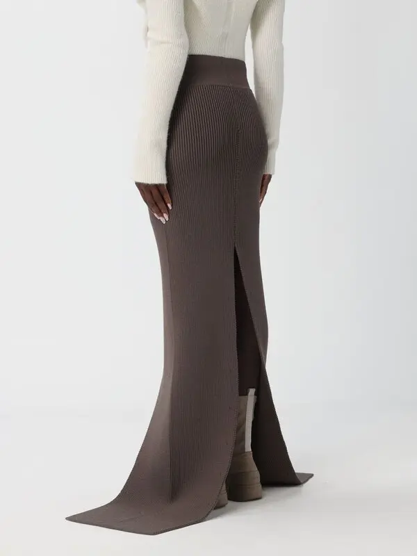 Rick Owens Ribbed Maxi Skirt With Slit