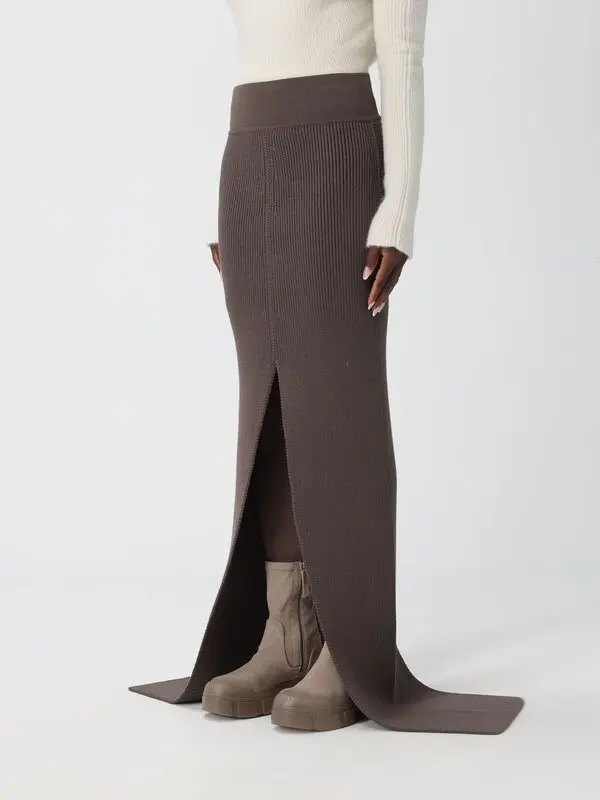 Rick Owens Ribbed Maxi Skirt With Slit