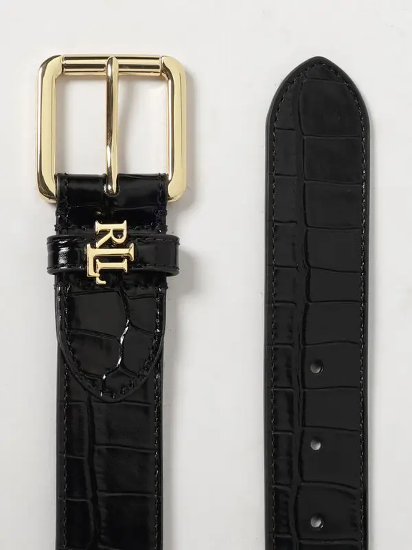 Ralph Lauren Embossed Leather Belt - Black