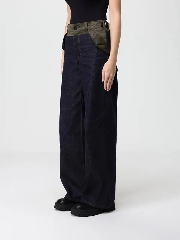 Sacai Dark Wash Wide Leg Jeans - Blue
