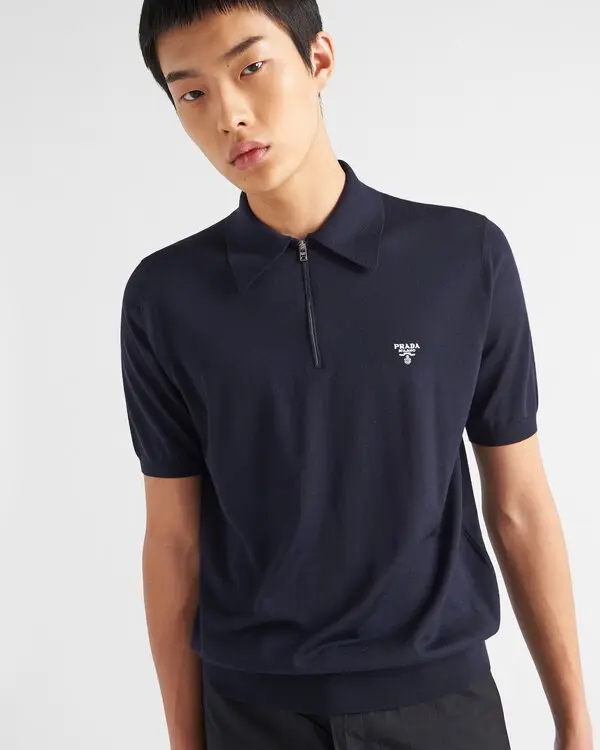 Prada Superfine Wool Polo Shirt - Blue