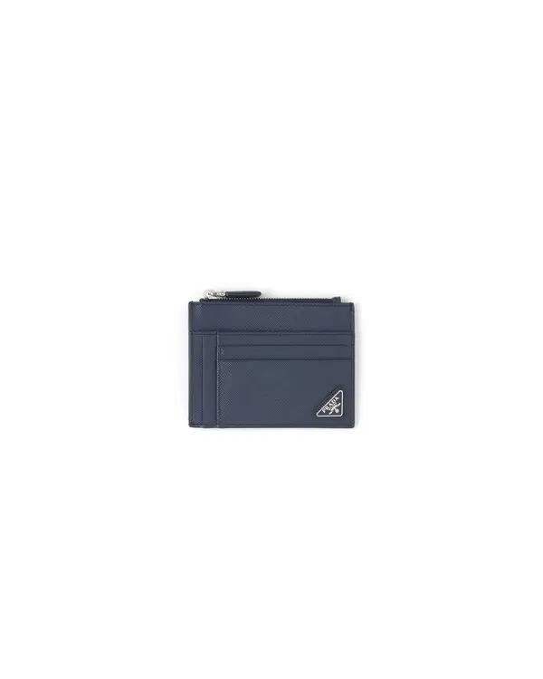 Prada Saffiano Leather Card Holder - Blue
