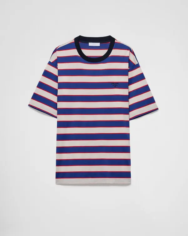 Prada Cotton T-shirt - Chalk White/royal Blue