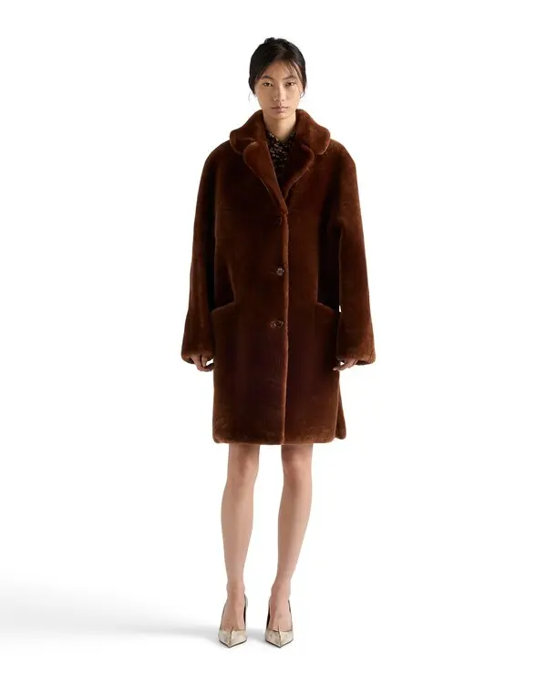 Prada Shearling Coat - Brown | Editorialist