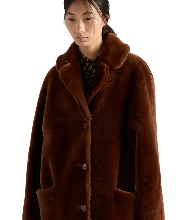 ジャケット・アウター Arichive PRADA SPORT fur long coat brown Cognac Shearling Coat | PRADA - United States