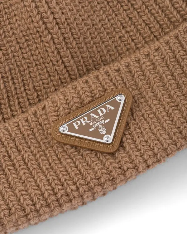 Prada Wool And Cashmere Beanie - Brown