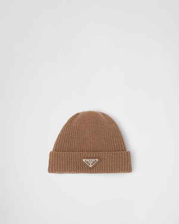 Prada Wool And Cashmere Beanie - Camel Brown