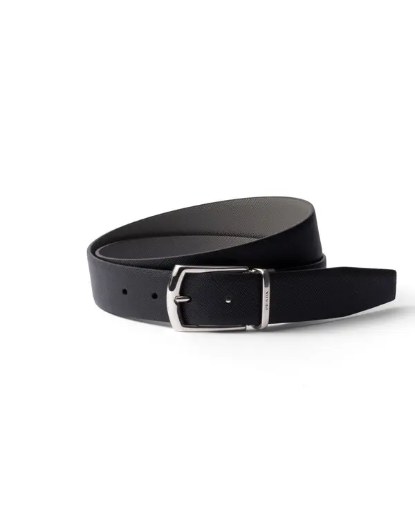 Prada Reversible Saffiano Leather Belt - Black