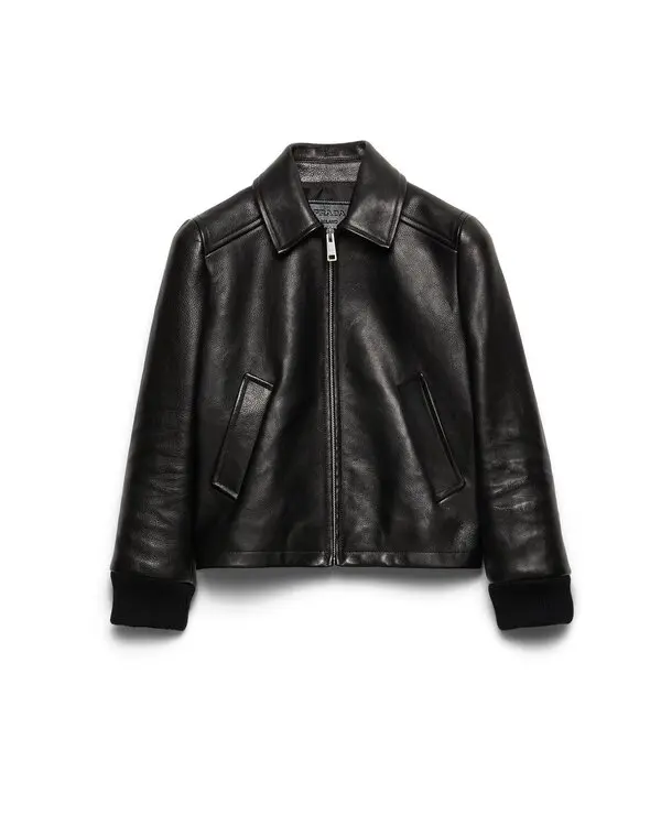 Prada Leather Blouson Jacket - Black