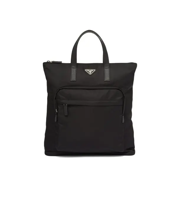 Prada Re-nylon And Saffiano Leather Tote - Black