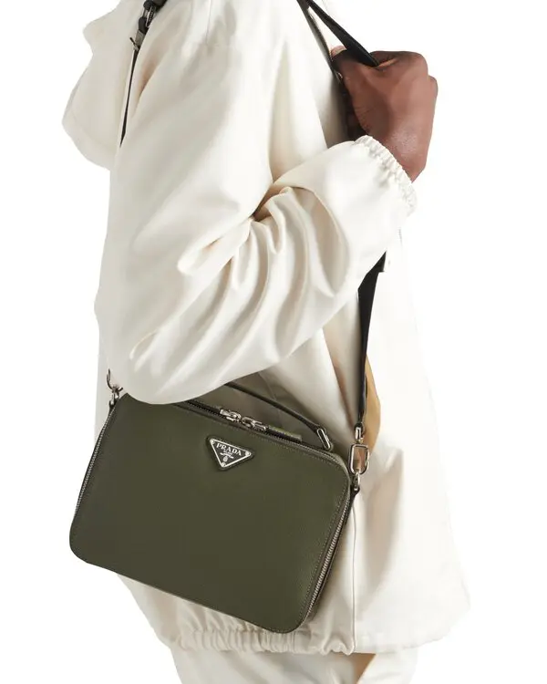 Prada Brique Medium Saffiano Leather Bag - Green