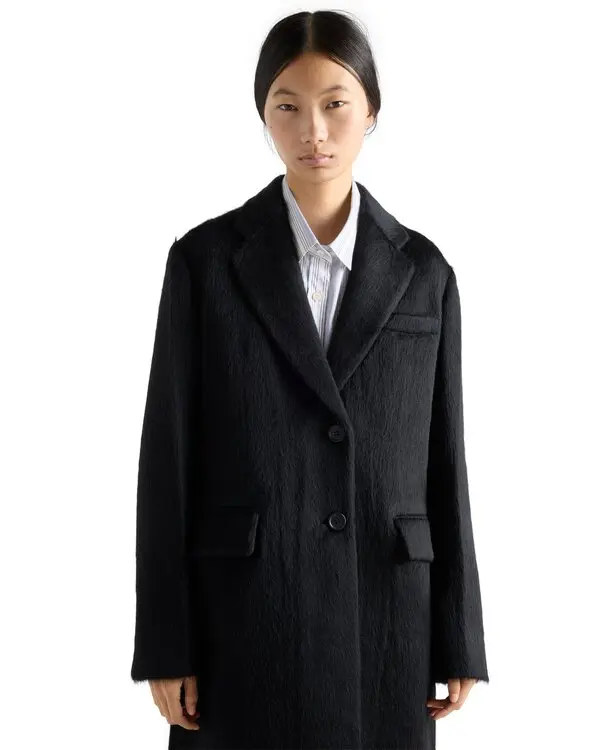 Prada Single-breasted Velour Coat - Blue