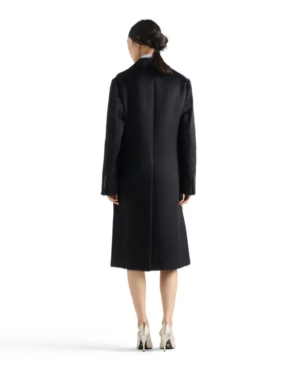 Prada Single-breasted Velour Coat - Blue