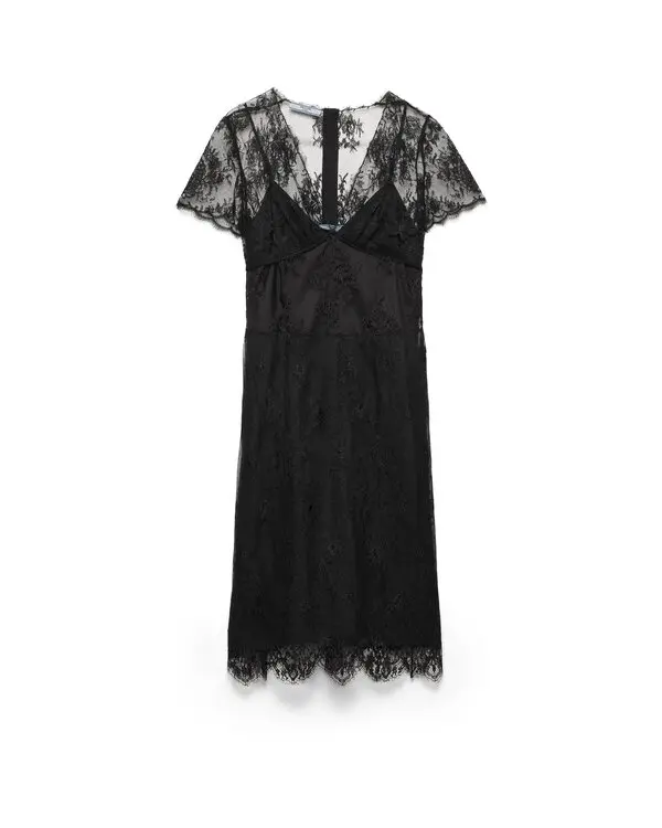 Prada Lace Sheath Dress With Slip - Black