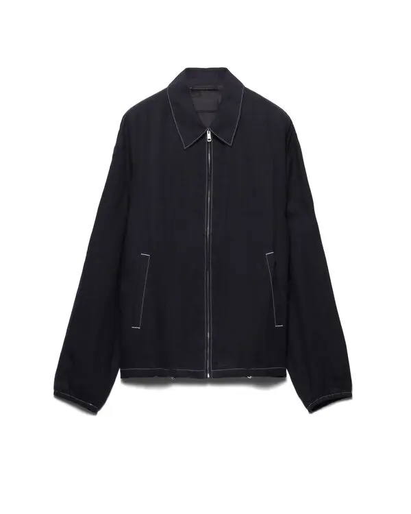 Prada Cotton Blouson Jacket With Classic Collar And Zipper Closure