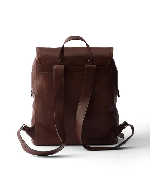 Prada Leather Backpack - Brown
