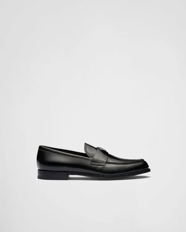 Prada Brushed Leather Loafers - Black