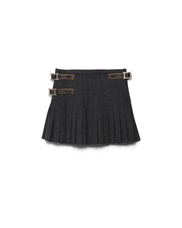 Prada Pleated Wool Miniskirt - Grey