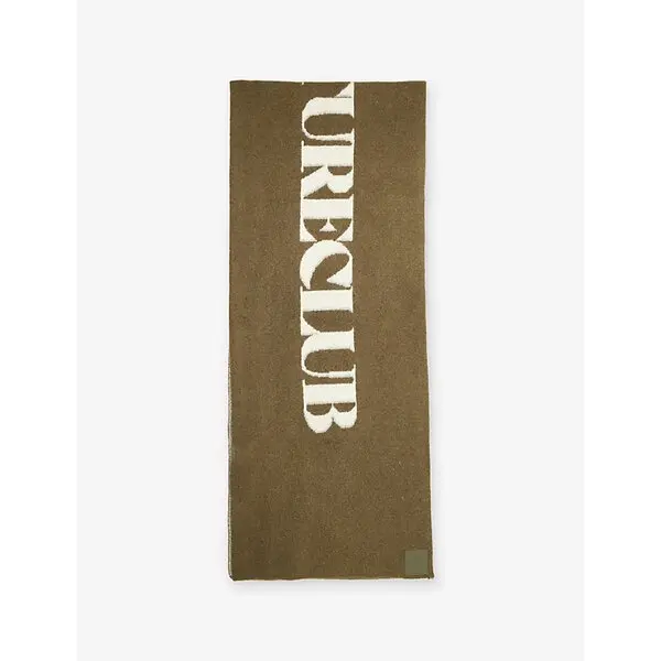 THE COUTURE CLUB Copyright Brand-print Knitted Scarf - Khaki