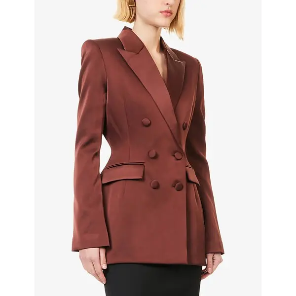 NADINE MERABI Slim-fit Satin Blazer