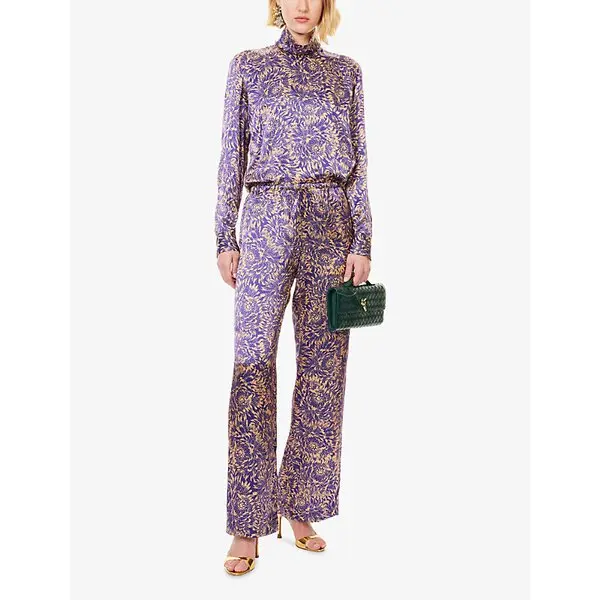 Dries Van Noten Puvis Printed Silk Trousers