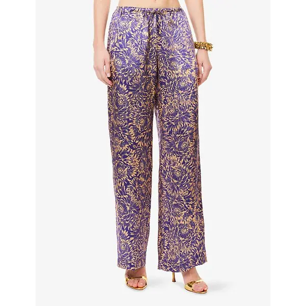 Dries Van Noten Puvis Printed Silk Trousers