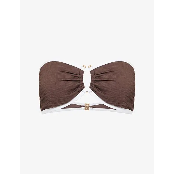 Seafolly Beach Bound Contrast-trim Bandeau Bikini Top - Dark Chocolate