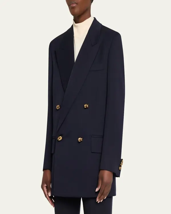 Bottega Veneta Sartorial Grain De Poudre Wool Jacket - Abyss