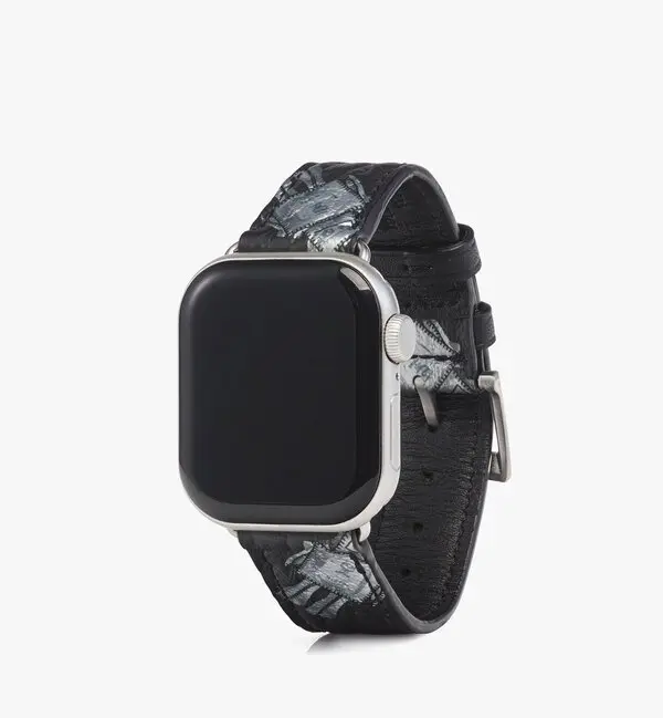 Mcm 38-41mm Apple Watch Band In Rabot Visetos - Black