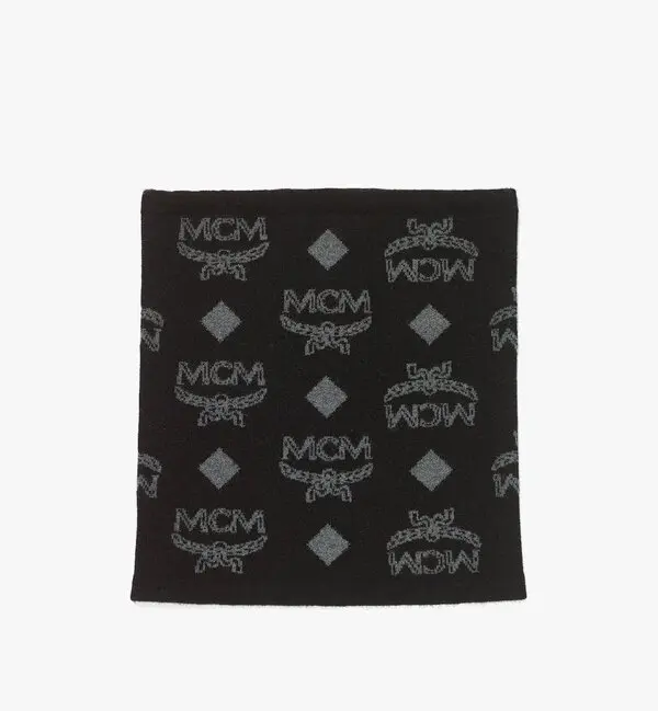 Mcm Monogram Wool Jacquard Neck Warmer - Black